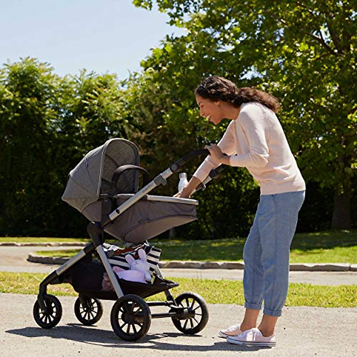 Evenflo Pivot Xpand Modular Stroller, Baby Stroller, Converts to Double Stroller, 4 Modes, Durable Construction, Extra-Large Storage Basket, Compact Folding Design, 55-lb Capacity, Percheron Gray