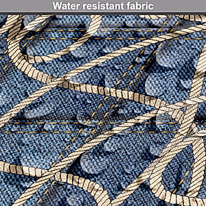 Ambesonne Nautical Fabric by The Yard, Various Patches of Denim in Sea with Sailor Knot on Foreground Image Art Print, Decorative Fabric for Upholstery and Home Accents, 3 Yards, Blue Beige