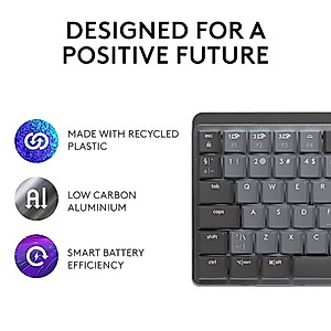 Logitech MX Mechanical Mini Wireless Illuminated Keyboard, Clicky Switches, Backlit, Bluetooth, USB-C, macOS, Windows, Linux, iOS, Android, Metal