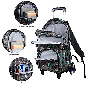 Rolling Backpack On Wheels High-Capacity School Bag Backpacks for Students Climbing Stairs Six Wheels