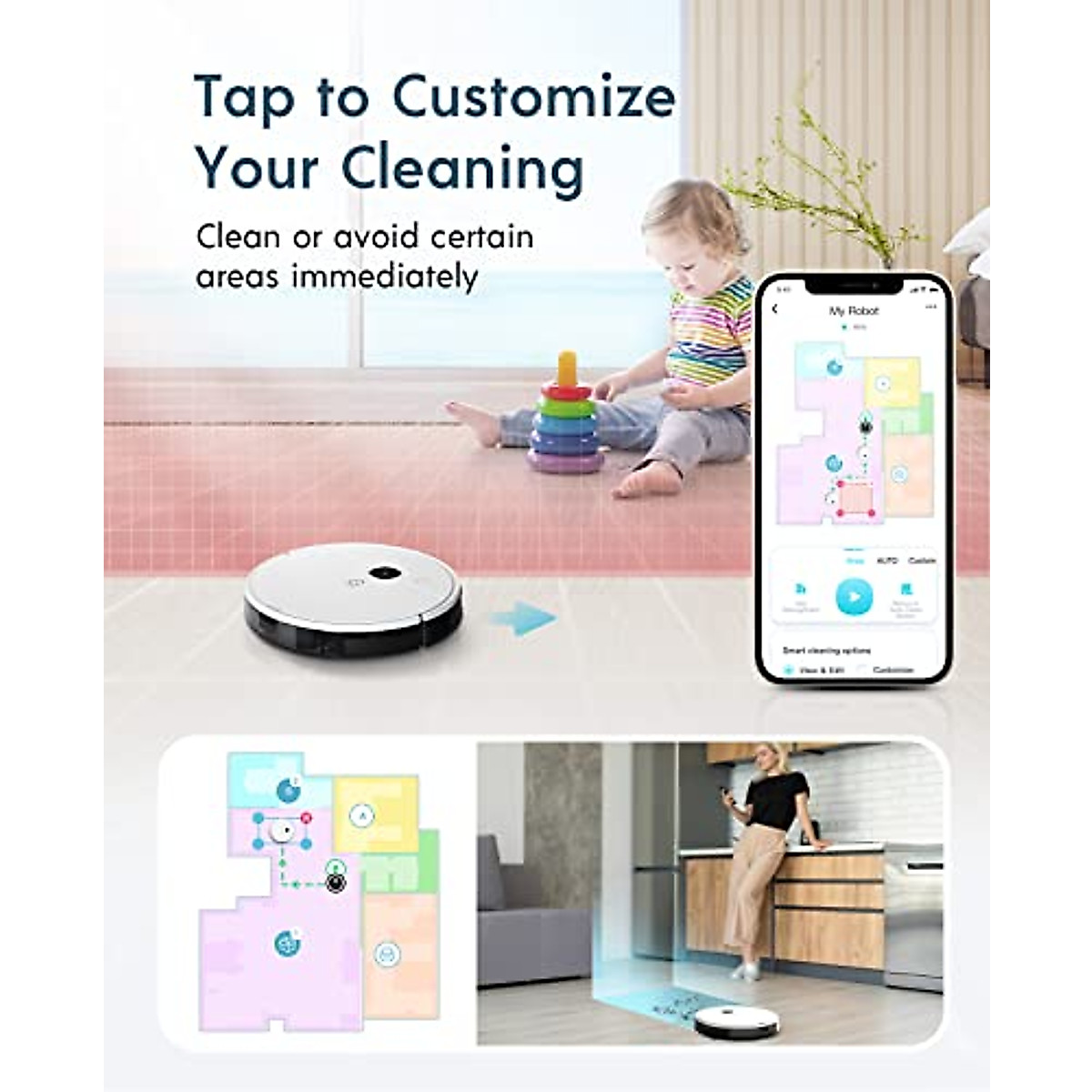 Yeedi vac max Robot Vacuum Mop Combo - 2-in-1, Powerful 3000Pa Suction, Up to 200 Minutes Runtime, Smart Mapping, Carpet Detection, Editable Map for Precise Cleaning on Hard Floors