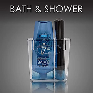 Brookstone BKH6252 [3 Pack] Clear Plastic Storage Bins, Closet and Accessories Organizer, Kitchen/Pantry/Refrigerator & Freezer Food Container, Under Sink Cleaning Supplies Basket [BPA Free], Acrylic