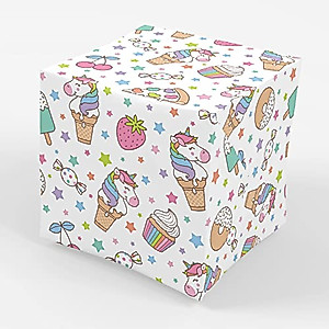 Stesha Party Unicorn Donut Wrapping Paper Girl Birthday Gift Wrap, 30 x 20 Inch (3 Sheets)