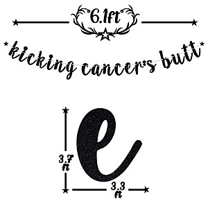Black Glitter Kicking Cancer's Butt Banner, Straight Outta Chemo/Cancer Free, Cancer Survivor Celebration Party Decor Supplies