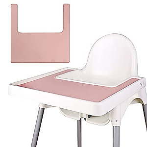High Chair Placemat, Durable High Chair Placemat Silicone, Clean and Hygienic, Suitable for IKEA Antilop Highchai, for Toddlers and Babies (Pink)
