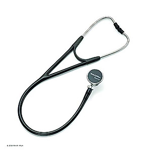 Welch Allyn for Students Harvey DLX Adult Cardiology Stethoscope, Black; 5079-325; Double-Head Chestpiece (Diaphragm and Bell), Dual Lumen Tubing; 28 in.