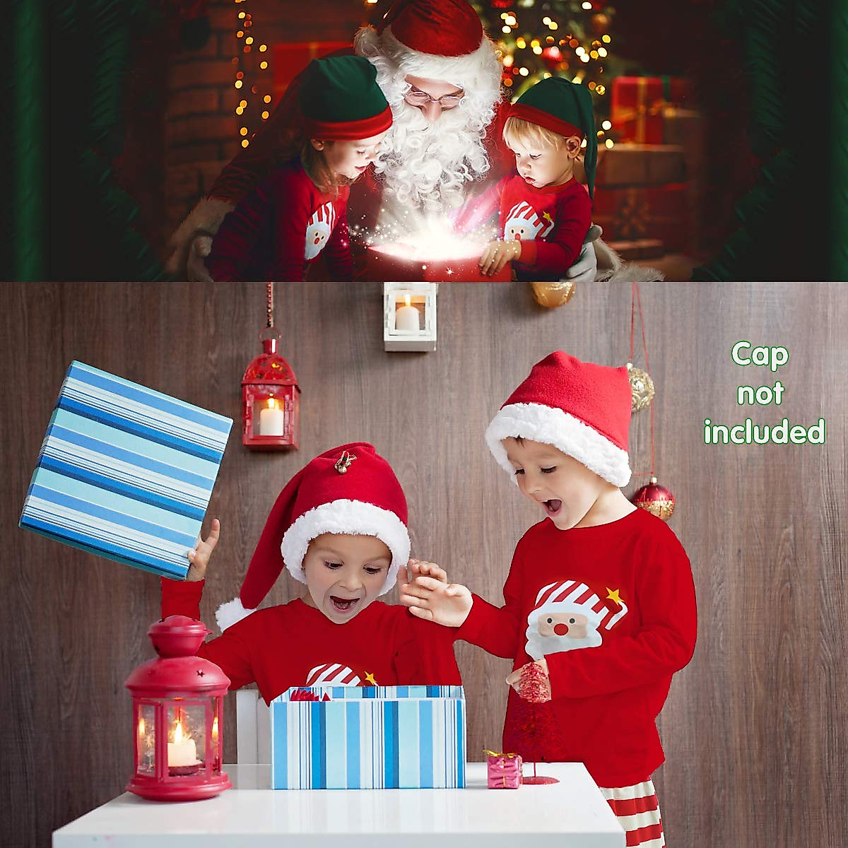 Tphon Girls Christmas Pajamas Toddler Boy Kids Holiday Pajamas Set Santa PJS Winter Sleepwear Children Clothes(Red,2T)