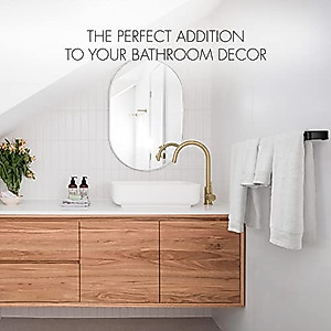 Aesthetic Bathroom Towel Bar for Wall Mount – Space Saving and Easy to Install 16" Towel Holder Rack - Stylish Minimal Rod to Enhance Your Modern/Farmhouse Bathroom Decor - Matte Black