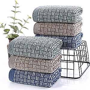 Pidada Hand Towels Set of 2 100% Cotton Checkered Pattern Absorbent Soft Decorative Towel for Bathroom 13.4 x 29.1 Inch (Gray)