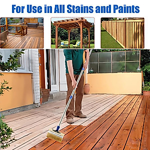 7" Deck Stain Brush Applicator with 60" Long Handle, 3" Paint Brush Included, Block Staining Brushes for Woodstains, Oils, Decking Paints, Decking Stains, Deck Coatings, Fence Wall Furniture Paints