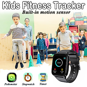 iCHOMKE Smart Watch for Kids, Girls Boys Smartwatch with 26 Games Camera Video Recorder and Player, Pedometer Calendar Flashlight, Audio Book etc.,Toys Gifts for 4-12 Years Children (Black)