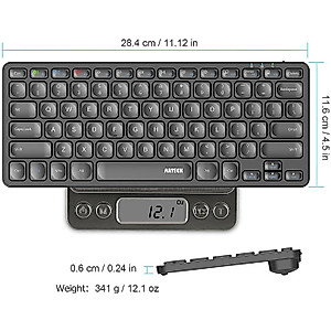 Arteck Universal Multi-Device Bluetooth Keyboard Ultra Slim and Compact Wireless Bluetooth Keyboard with Media Hotkeys for Windows iOS iPad OS Android Computer Desktop Laptop Surface Tablet Smartphone