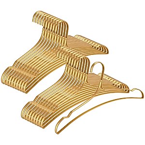 20-Pack Aluminum Hangers, 15-inch Gold Shirt Hangers, Lightweight and Sturdy Metal Standard Hangers, Suit Hangers, Dress Hangers, Wedding Dress Hangers.