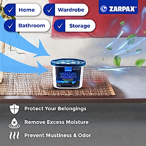 ZARPAX Moisture Absorber Activated Charcoal 10.6 oz/300g | Removes Moisture, Damp, Humidity & Odors | Odor Absorber | Moisture Trap for Bathroom, Closet, Kitchen & Small Spaces | Set of 4