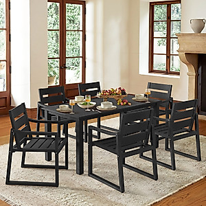 Cozyman HDPS Outdoor Patio Dining Set, 5-Piece, All Weather Outdoor Table and Chairs, Resin Outdoor Kitchen Furniture Dining Sets for Outdoor Indoor, Patio, Lawn, Garden, and Backyard, Black