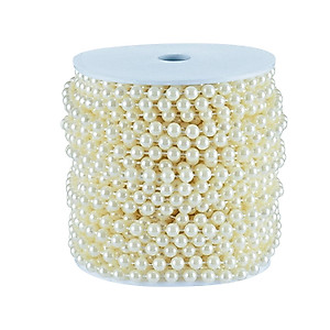 B&S FEEL 5mm Faux Pearl Beads Garland Pearl Bead Roll Strand for Wedding Party Decoration, 99 Feet Roll, Ivory
