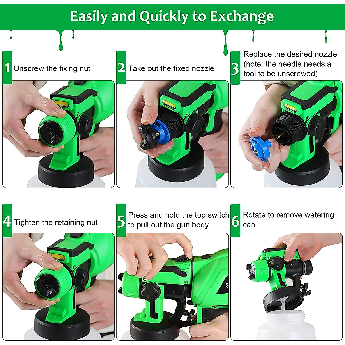 Fancyall Paint Sprayer, 550W HVLP Electric Paint Sprayer, Electric Spray Paint Gun with 4 Nozzles, High Power HVLP Sprayer for Furniture, Fence, House, Fence, Walls, Garden Chairs etc.