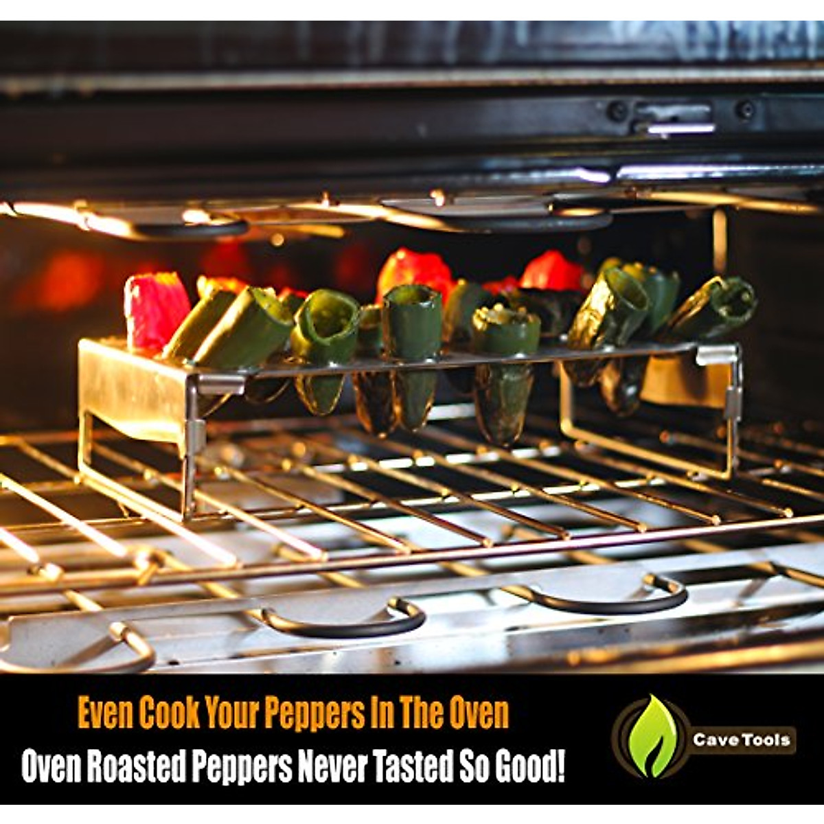 Cave Tools Jalapeno Corer Tool Grill Topper for Cooking Peppers, Chicken Legs & Wings or Chili - 24 Capacity Racks- BBQ Grill and Smoker Accessories, Dishwasher Safe