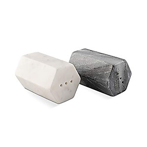 GoCraft Salt and Pepper Shakers | HandCrafted White and Black Marble Salt and Pepper Shakers