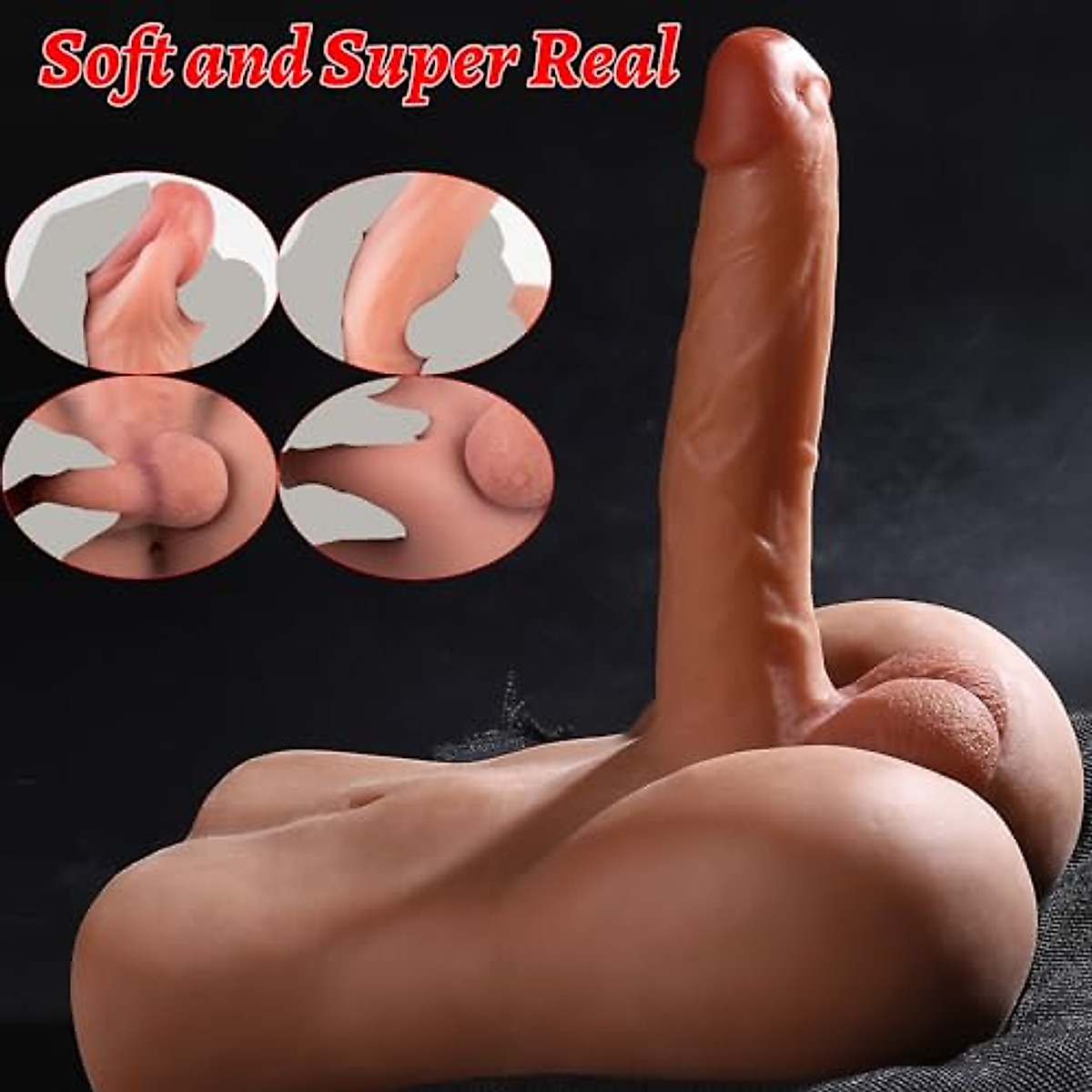 Brown Male Sex Doll with Flexible Dildo Realistic Sex Huge Cock, Men Sex Dolls for Women Tight Anal Hole 8in Cock for Female Masturbation, Unisex Masturbator Sex Toy for Women Gay Couple Men 7lb