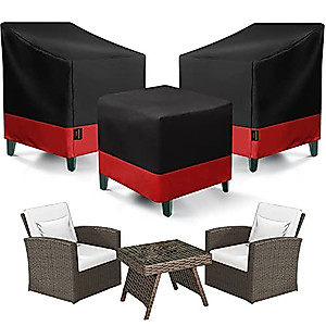 MRWiZMS 3 Pieces Patio Set Cover Waterproof Patio Furniture Cover Set Fit for 3 Pieces Wicker Chair Conversation Furniture Sets,Upgraded 420D Heavy Duty Oxford Fabric Furniture 3 -Piece Cover Set