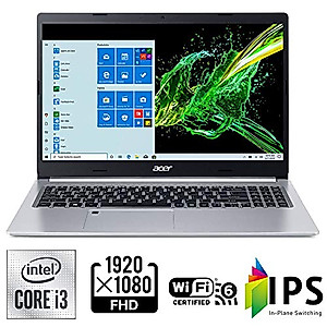 Acer Aspire 5 A515-55-35SE, 15.6" Full HD Display, 10th Gen Intel Core i3-1005G1 Processor, 4GB DDR4, 128GB NVMe SSD, Intel WiFi 6 AX201, Backlit KB, Fingerprint Reader, Windows 10 Home (S Mode)