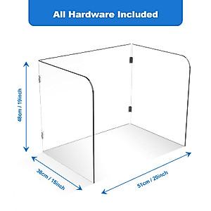 Desk Shields for Classroom - Clear Acrylic Plexiglass Barrier for Counter, Trifold Sneeze Guard for Desk, Restaurant, Table, Classroom, Teacher, Student