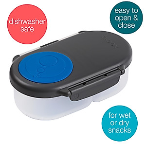 b.box Snackbox for Toddlers, Kids | Mini bento box, Lunch box | Leak Proof, 2 Compartments | BPA free, Dishwasher safe, Freezer safe (Blue Slate, 12 fl oz capacity)