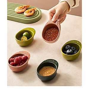 yaocoral 3 Pack 3 oz Mini Ceramic Dipping Sauce Bowls,Soy Sauce Dish,Small Dipping Bowls for Soy,Side Dish,ketchup,Sushi,BBQ,Condiment,Hats Shape,Stackable,Freezer Microwave Safe