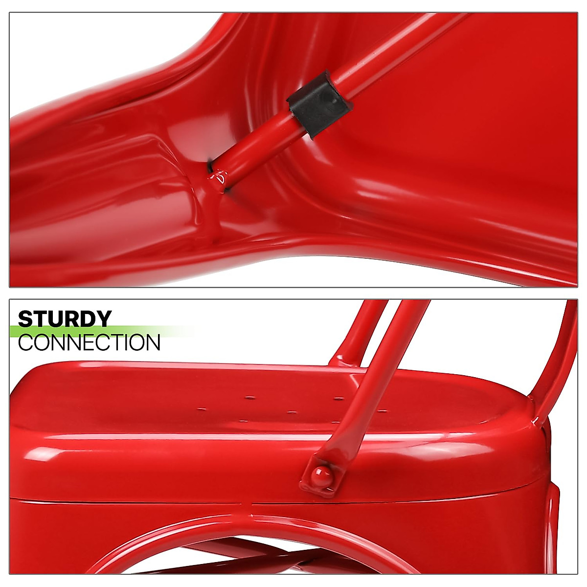 Magshion Metal Dining Chair Stackable Indoor Outdoor Industrial Vintage Chairs 4 Pack Bistro Dining Room Cafe Side Chairs with Back, 18 Inch Red