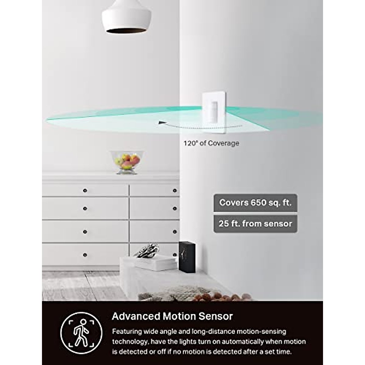 Kasa Smart Motion Sensor Switch, Dimmer Light Switch, Single Pole, Needs Neutral Wire, 2.4GHz Wi-Fi, Compatible with Alexa & Google Assistant, UL Certified, No Hub Required(ES20M) White 1-Pack