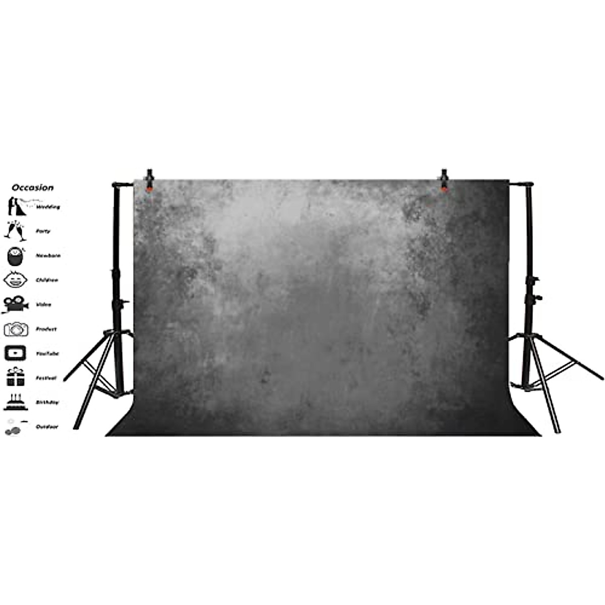 JASREE Vinyl 10x8ft Vintage Abstract Grey Backdrop for Photography Blue Backdrop Gradual Change Gray Cement Wall Background Kids Baby Shower Adults Wedding Photos Portrait Backdrop Photoshoot Props