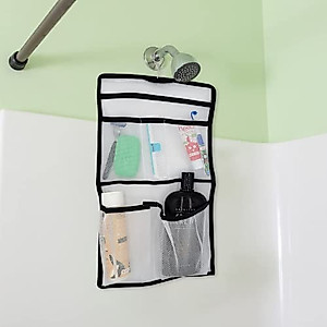 Skybenders Mesh 5 Pocket Hanging Shower Caddy 12in x 20in - Over the Door Or Shower Curtain Organizer, Perfect For The Gym, Your Next Cruise, RV Or Camping Trip. Most Desired Traveling Gift & Great For College Dorm Showers.
