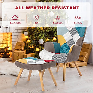 KGOPK Accent Chair with Ottoman,Comfy Colorful Accent Chairs for Living Room with High Back,Single Sofa Chair Reading Armchair for Bedroom,Office(Colorful)