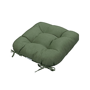 Magpie Fabrics 19"x19" Tufted Seat Cushion 2 Pack, U-Shaped Patio Cushions with Ties, Outdoor/Indoor Chair Pads Waterproof for Dining Garden Balcony Office - Green