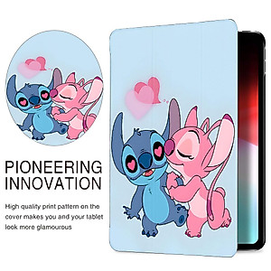 Cute Cartoon Blue Case for iPad 10th Generation 2022 Case 10.9", Kawaii Anime Character Kiss Heart Printed Leather Stand Folio Cover for Women Girls Kids, Soft TPU Protective for iPad10 A2696 A2757