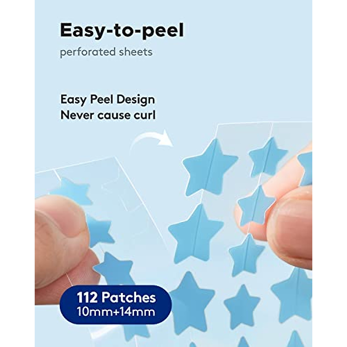 LitBaer Star-Shaped Pimple Patch Hydrocolloid Acne Stickers with Tea Tree Oil + Salicylic Acid, Cover Dot for Acne Blemish, Pimples, Whiteheads, Zit, Draw out Oil & Impurities, 112 Dots, 14mm & 10mm