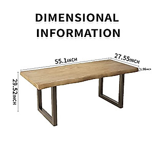 Rustic Style Solid Wood Computer Desk 55-inch Large Office Desk Home Simple Modern Long Desk Study Writing Desk Dining Table for Home Office