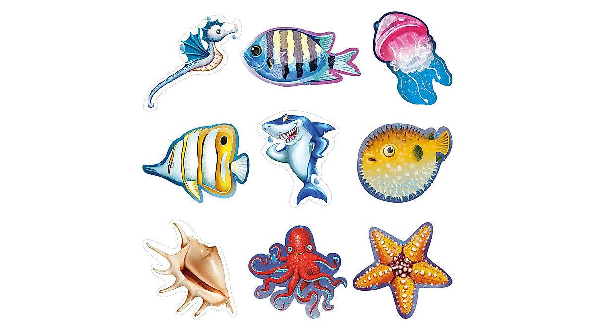 Sea Life Ocean Cutouts - 45 Vibrant Fish & Sea Animal Decorations