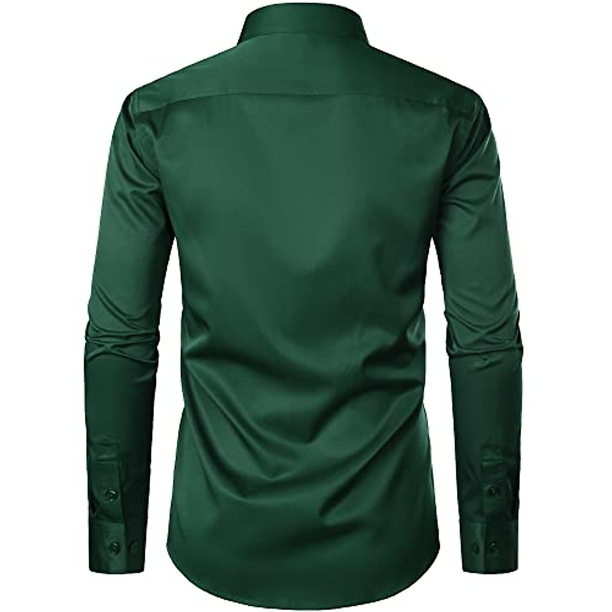 ZEROYAA Men's Urban Stylish Casual Business Slim Fit Long Sleeve Button Up Dress Shirt with Pocket ZLCL29-Dark Green Small