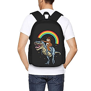 ALIFAFA Cute Sloth Ride Dinosaur School Backpack Rainbow Galaxy Bookbag for Boys Girls Elementary Middle High College School Casual Travel Bag Computer Laptop Daypack Rucksack, 17 Inch