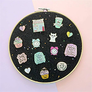 REOVE Wall Hanging Pin Collection Display Stand Enamel Pin Display Holder Display Board, Canvas Leather Embroidery Hoop for Display Pins Buttons Wall Decoration