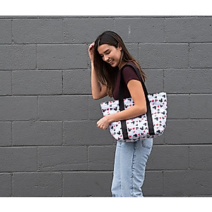 Disney Tote Mickey & Minnie Mouse Icon Print Zipper Travel Bag (Grey)