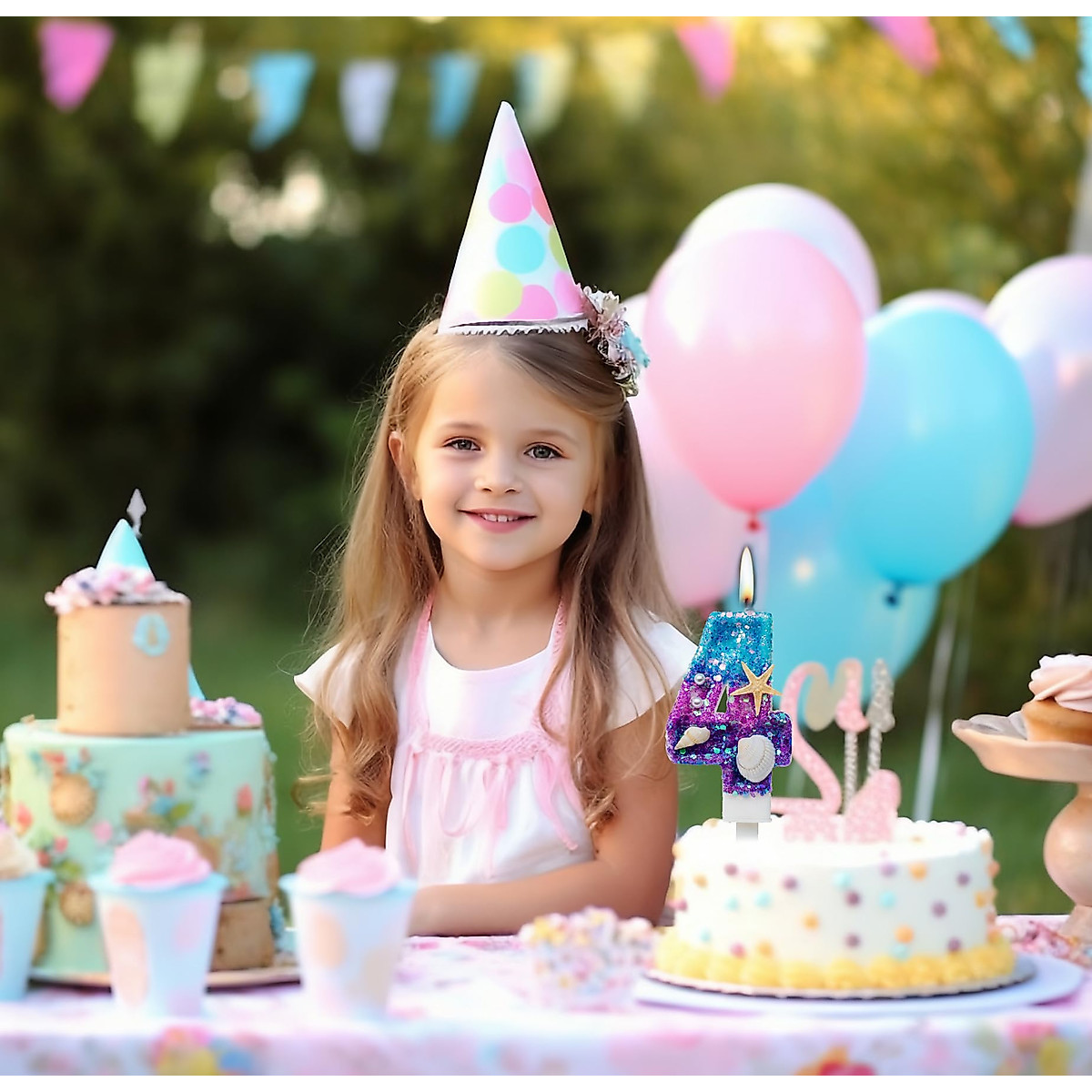 Number 3 Candle, Blue Purple Gradient Sequin Birthday Candle 3 for Cake Great for a Mermaid or Under The Sea Party.