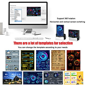 Aoutecen Display Screen, USB 360° Rotation IPS Full View Mini Monitor Simple Installation for Working