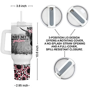 Fancyfams 40oz Cow Tumbler, Stainless Steel Mug, Highland Cow Gifts, Cow Cup, Cow Gifts for Women, Cow Themed Gifts, Cow Gifts for Cow Lovers, Cow Stuff, Highland Cow Mug (Not Today - 40oz)