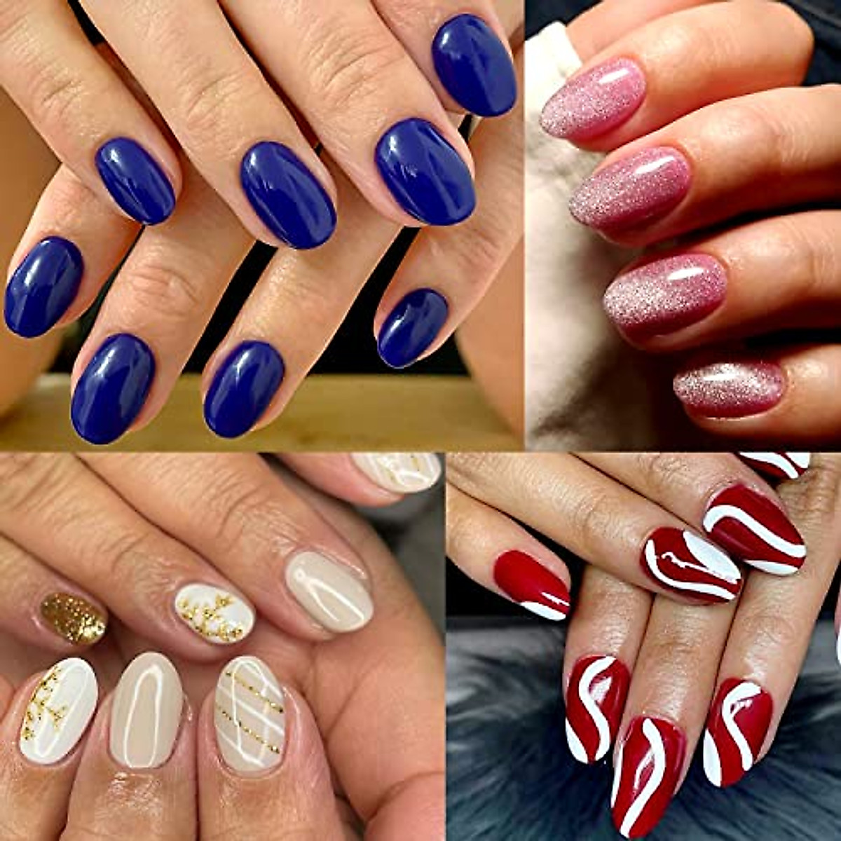 UNA GELLA Short Oval Almond Fake Nails 504pcs Press on Nails Pre-shape Short Almond Round Gel Nail Tips for Full Cover Acrylic False Nails For Nail Extension Home DIY Salon 12 Sizes False Gelly Tips