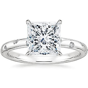 VINSON Princess Cut 2 Ct Moissanite with Platinum Plated Silver Engagement Ring for women (7)
