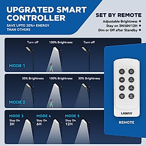 LANGY 2Pack Solar LED Street Lights, Upgrade 200W Solar Street Lights Outdoor Motion Sensor IP67 Waterproof 30000LM with New Controller Solar Flood Security Lights Dusk to Dawn for Parking Lot