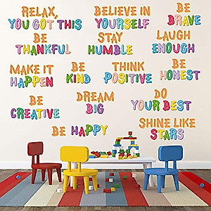 6 Pieces Colorful Inspirational Wall Decal Rainbow Positive Sayings Lettering Sticker Motivational Phrases Wall Decals Teacher Gifts for First Day of School Bedroom Classroom Kids Home Decoration